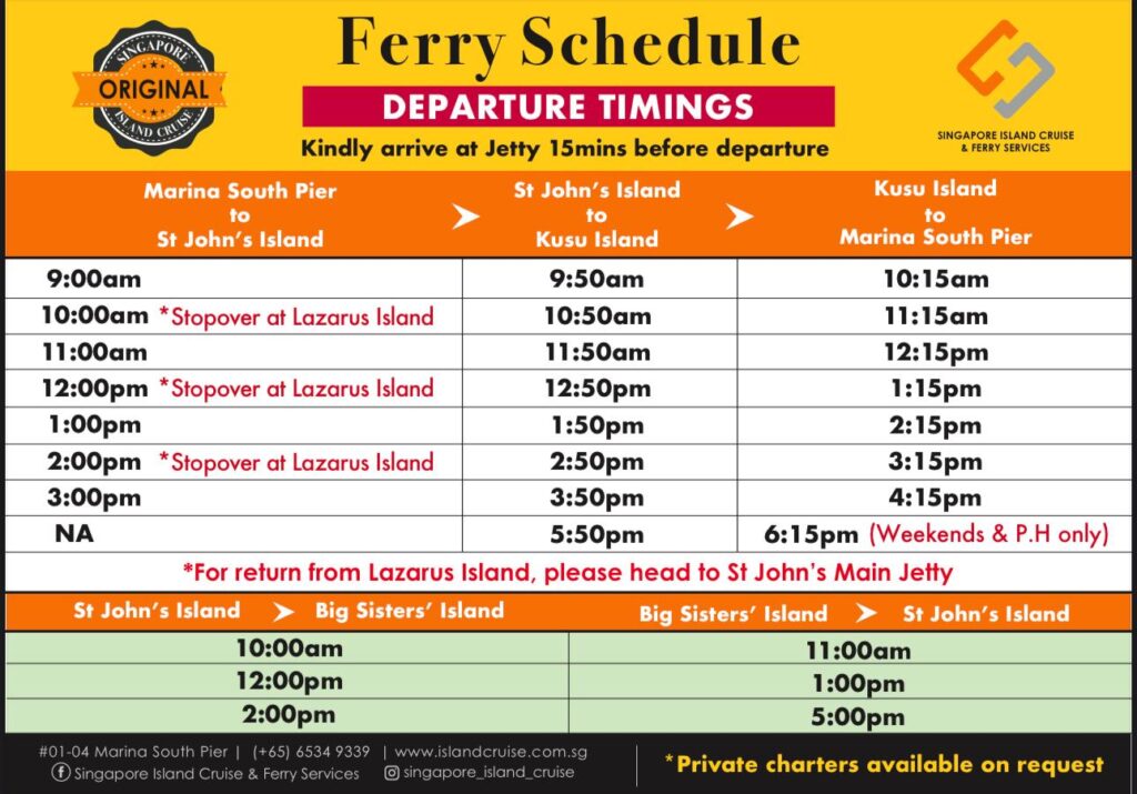 Ferry to Lazarus, Kusu, Sisters’ & St. John's Island